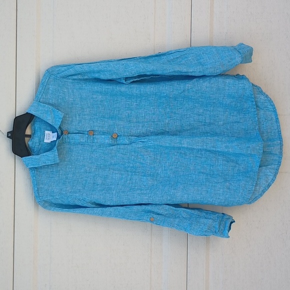 Sigrid Olsen | Tops | Sigrid Olsen Turquoise Blue 0 Linen Shirt Tunic Top Ladies Sz Medium Nwot ...